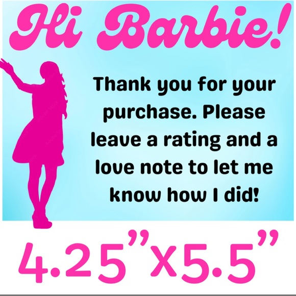 Office | Thank You Cards Note Business Sized Hi Barbie | Poshmark